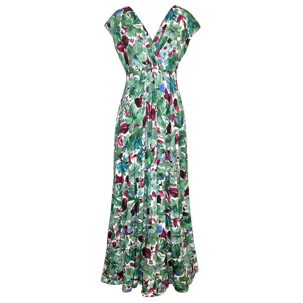 ALIE STREET LONDON Sophia Maxi Dress In Paradise Floral Print - Green