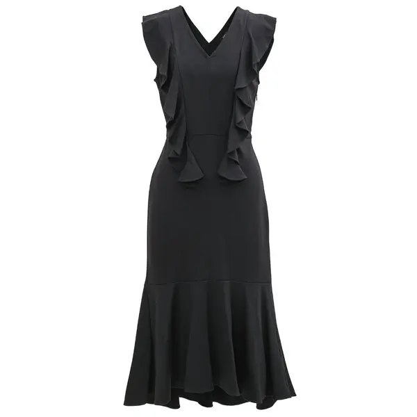 SMART AND JOY Jersey Dress With Wide Ruffles - Black