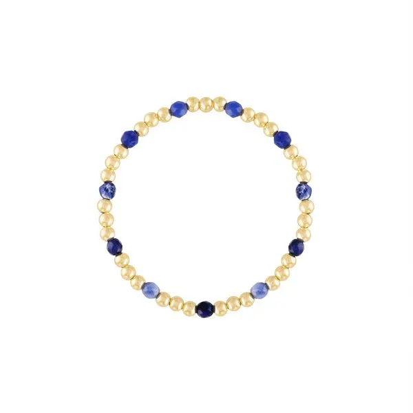 OLIVIA LE Sodalite Gemstone Gold Bubble Bead Bracelet - Blue