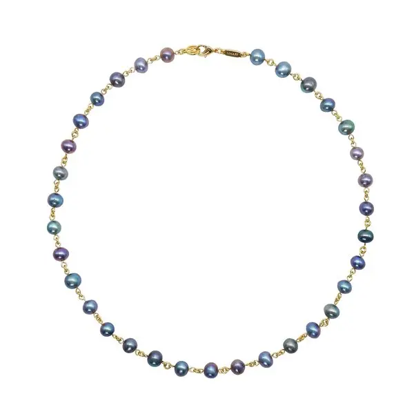 MHART Linked Black Pearl Necklace - Gold