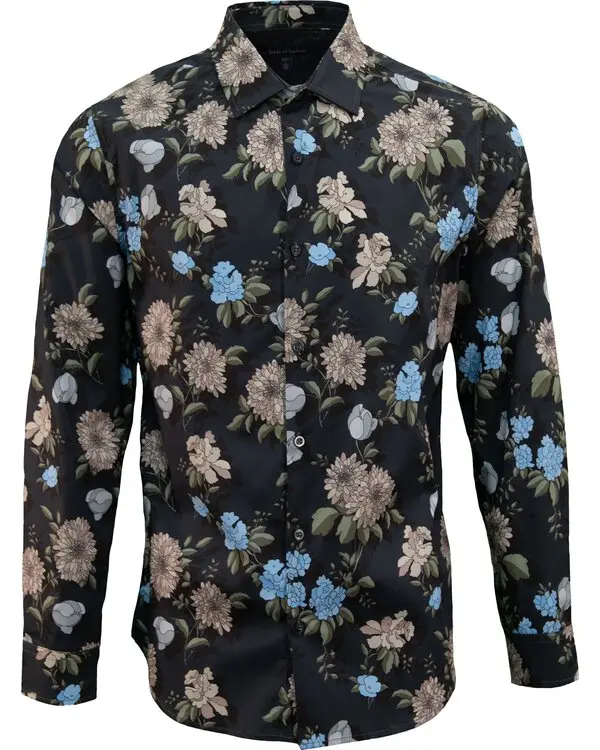 LORDS OF HARLECH Nigel Augustus Floral Shirt - Black