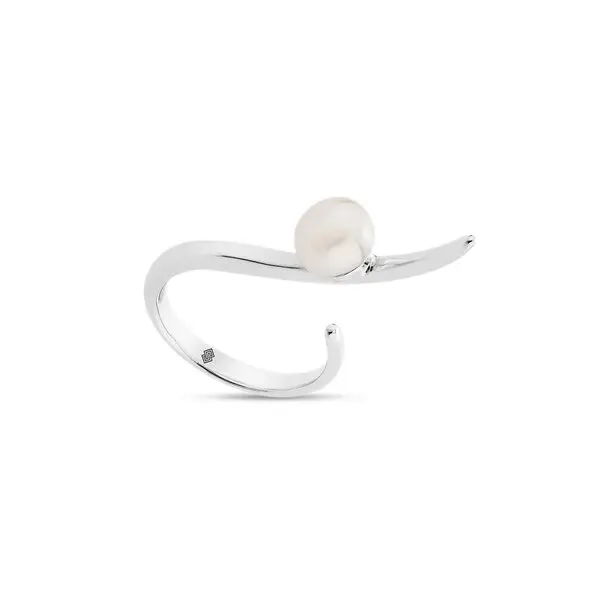 SALLY SKOUFIS Silver / White Moon Shadow Ring With Natural White Pearl In Sterling Silver - Silver/white