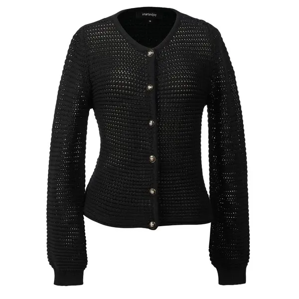 SMART AND JOY Textured Knit Cardigan - Black