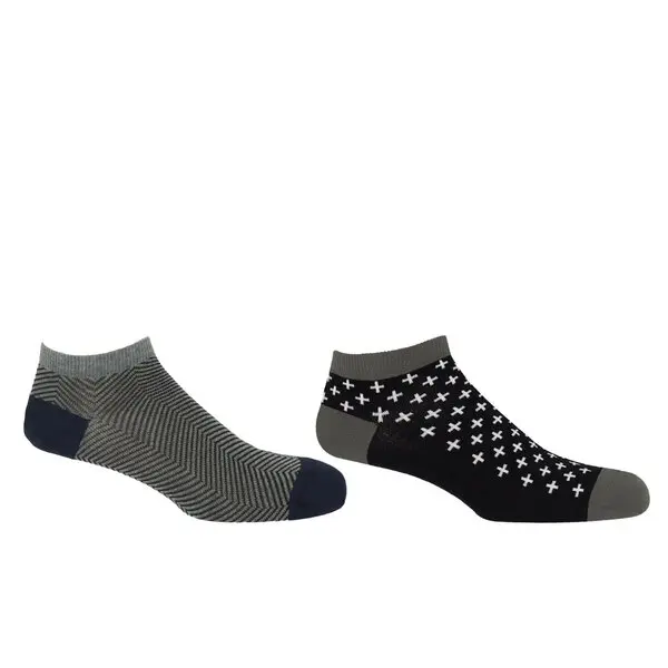 PEPER HAROW - MADE IN ENGLAND Lux Taylor Grey & Crosslet Trainer Socks Bundle - Black