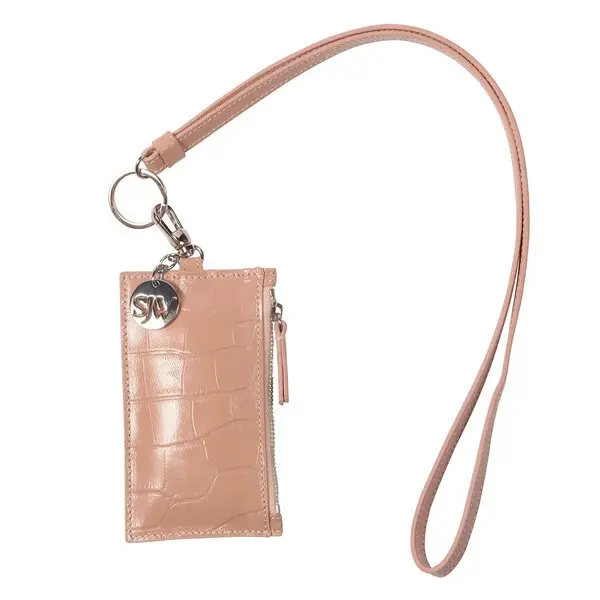 SJW BAGS LONDON Nicky Leather Neck Wallet In Powder - Pink