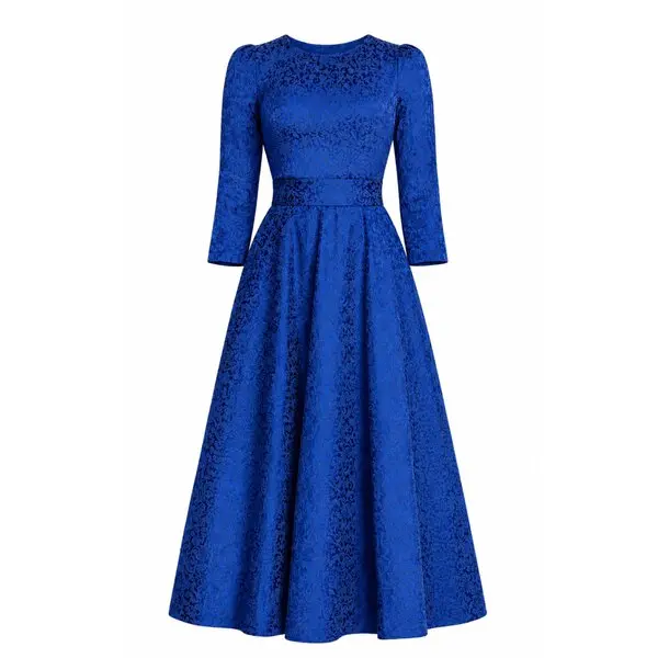 MATSOUR'I Matsouri Alyzee Jacquard Midi Dress - Blue