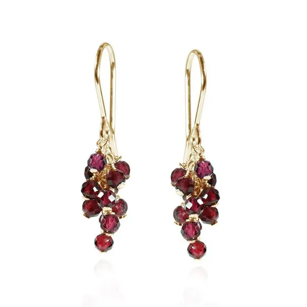 MOUNIR LONDON Garnet Cluster Drop Earrings - Red