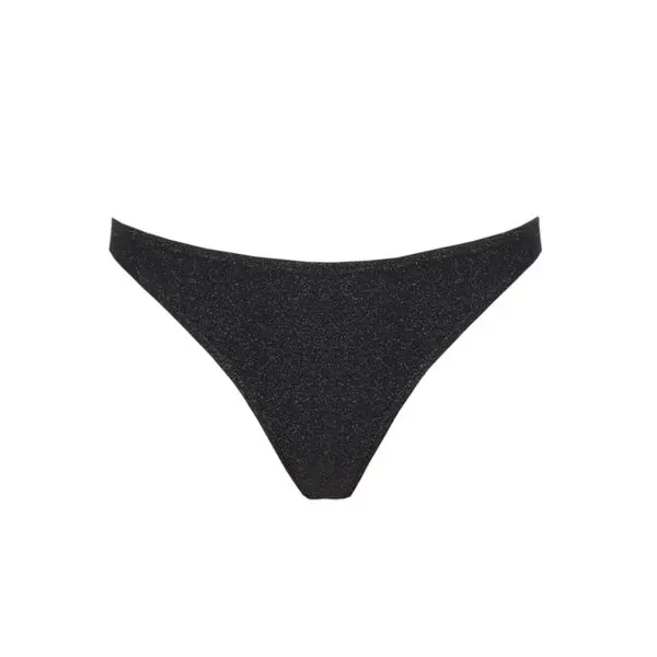 DECOLET THE LABEL Black / Silver Bella Bikini Bottoms In Lurex Black - Black/silver