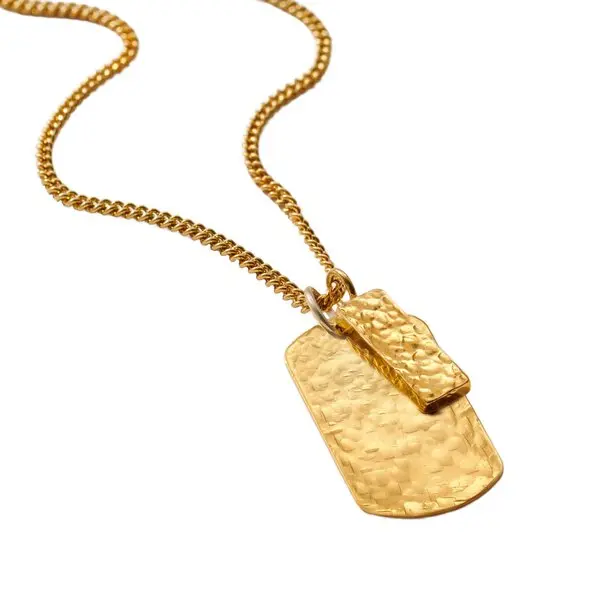 POSH TOTTY DESIGNS Yellow Textured Dog Tag Necklace - Gold