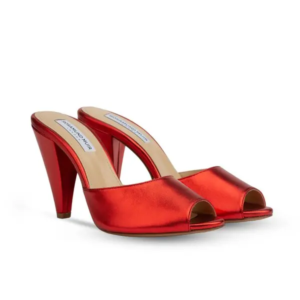 ROSAMUND MUIR LONDON Montavia Metallic Mules - Red