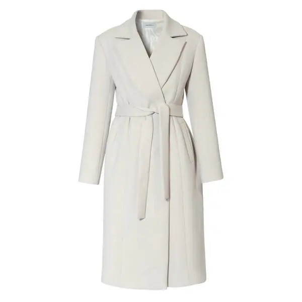 AGGI BY HALEWSKI Neutrals Michelle Cold Ivory Midi Elegant Coat - White