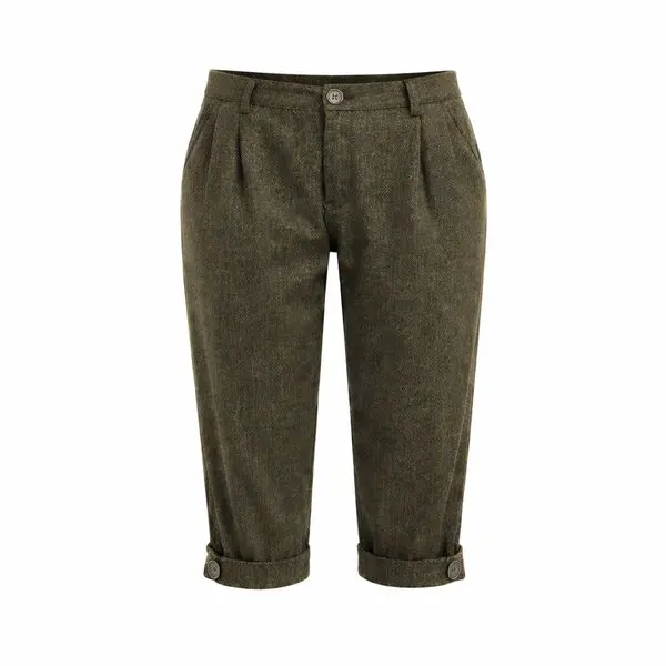 SEROTONINN Tailored Wool Capri Pants - Brown