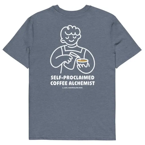 ANCHOR & CREW Heather Gustatory Coffee Alchemist Organic Cotton Embroidered T-shirt - Blue