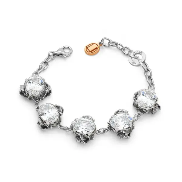 UNALOE Silver / White Coleus Ovalis Sterling Silver Bracelet With Clear Cubic Zirconia – Timeless ’s Jewelry - Silver/white