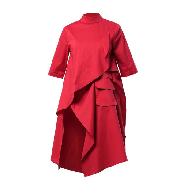 METAMORPHOZA Asymmetric Loose Shirt - Red