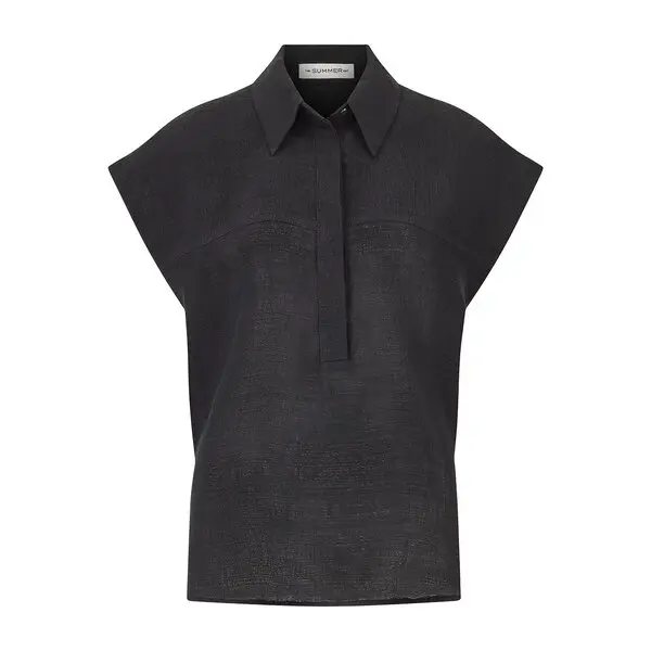 THE SUMMER EDIT Blair Luxe Linen Shirt - Black