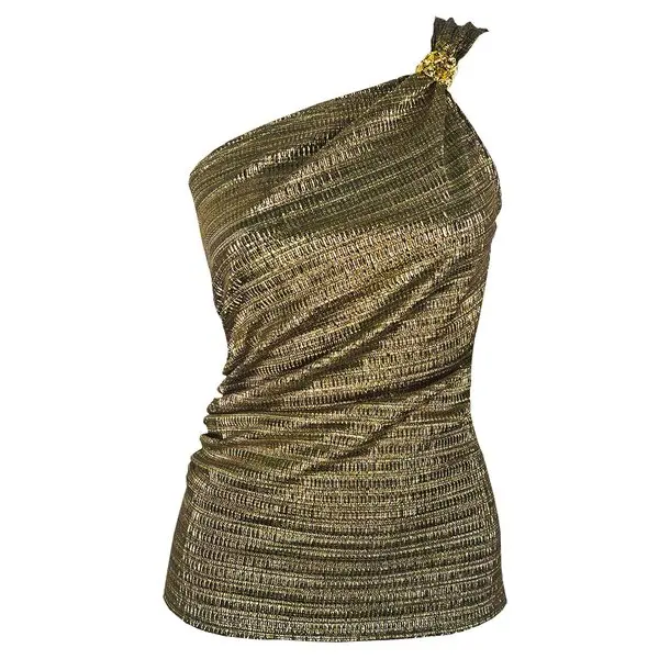 ME & THEE Pick N Mix Metallic Antique One Shoulder Top - Gold