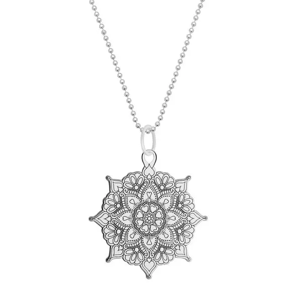 CARTERGORE Medium Classic Mandala Pendant Necklace - Silver