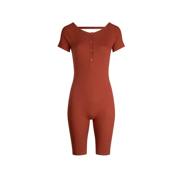 THE KOOZY Julie Short Sleeve One-piece In Red Soil - Brown