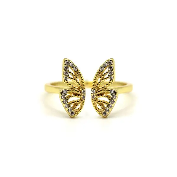 VICSTONENYC FINE JEWELRY Happy Butterfly Natural Diamond Yellow Solid Ring - Gold