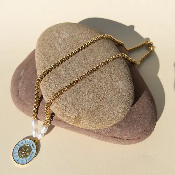 BY VIRGO Sunlit Sky Chain Necklace - Blue