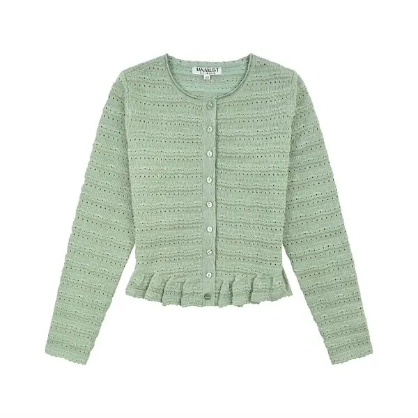 RAVE ON TREND Pointelle Cardigan - Green