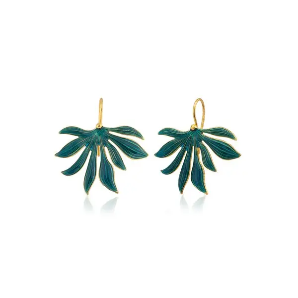 MILOU JEWELRY Ash Tree Leaf Earrings Turquoise - Blue