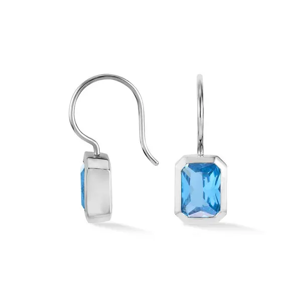 DOWER & HALL Silver / Blue Octagon Blue Topaz Earrings - Silver/blue