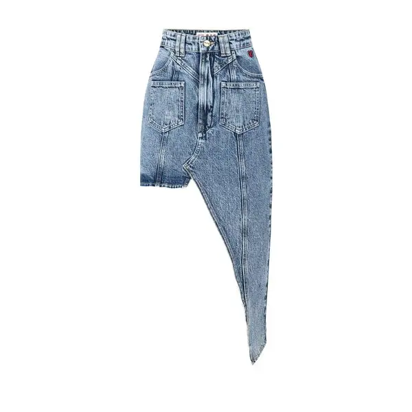 PCFG Free Heaven Cut Out Denim Skirt Asymmetric - Blue