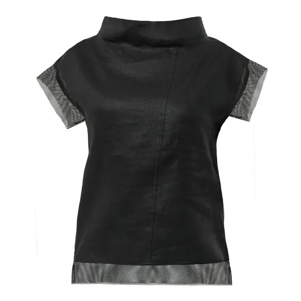 METAMORPHOZA Turtleneck Linen Top - Black