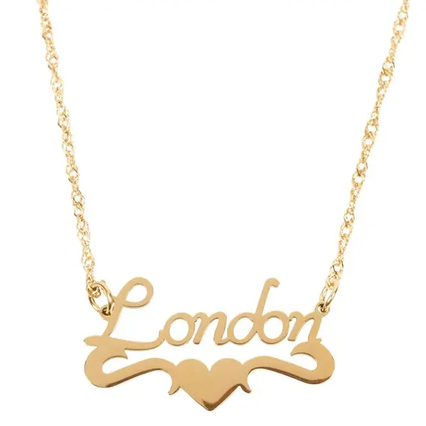 BLACK CAKE Royal Posh Punk London Nameplate Necklace - Gold