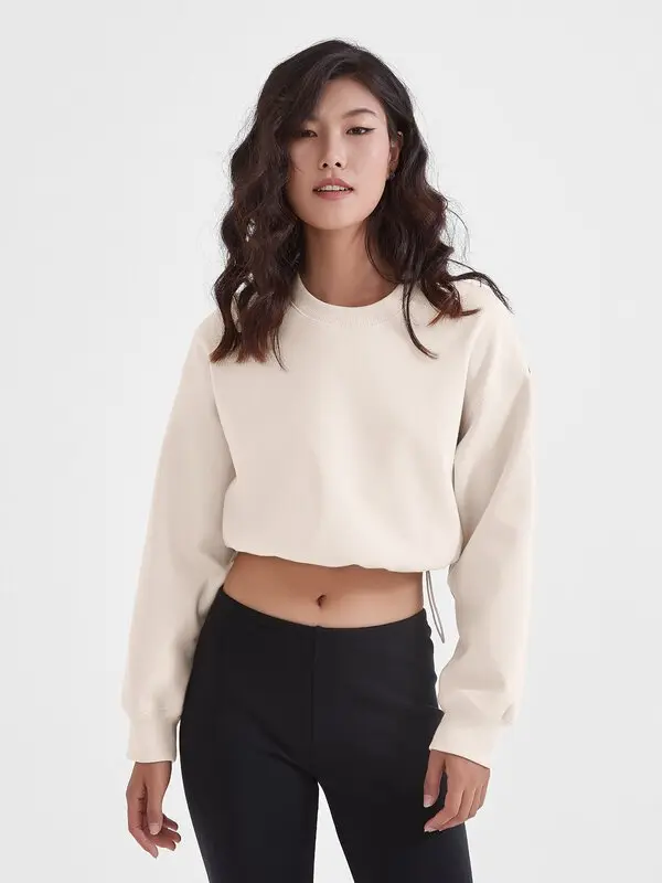 SUPESU Neutrals / Black / Blue Cubby Sweater, Cropped - Black/blue