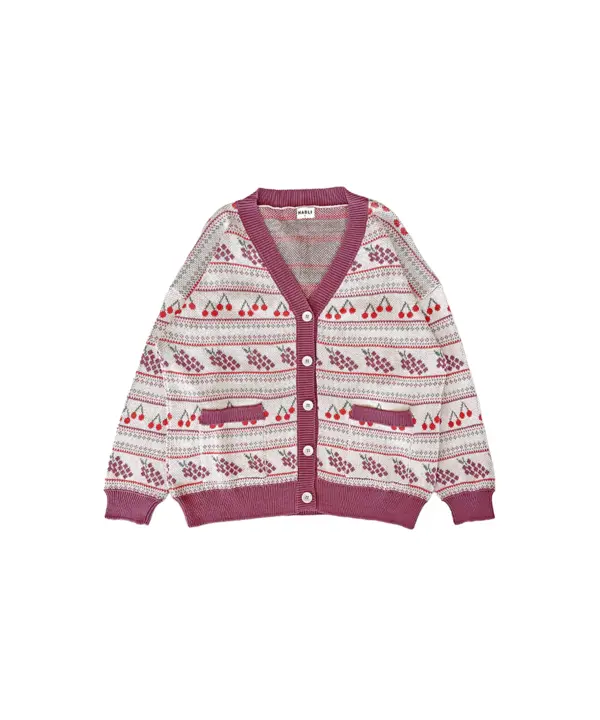 MABLI Neutrals / Purple / Red Mio Cardigan Pearl - Purple/red