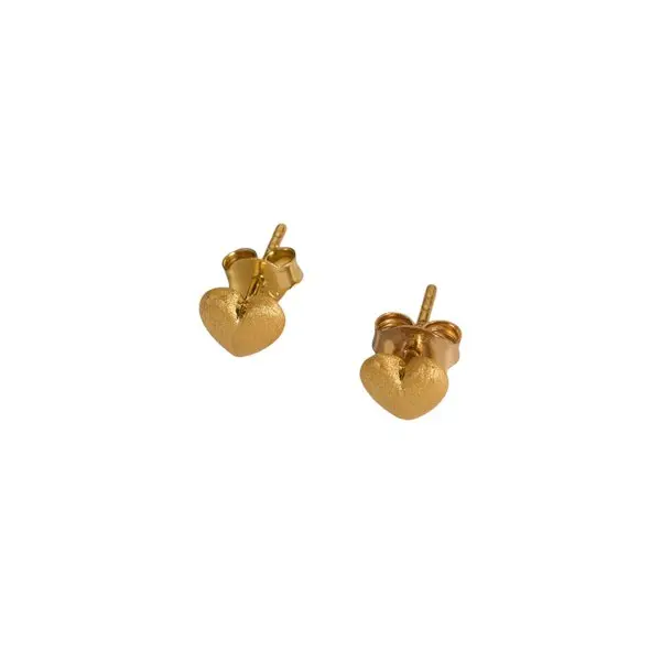 CLAIRE HILL DESIGNS Brushed Heart Stud Earrings - Gold