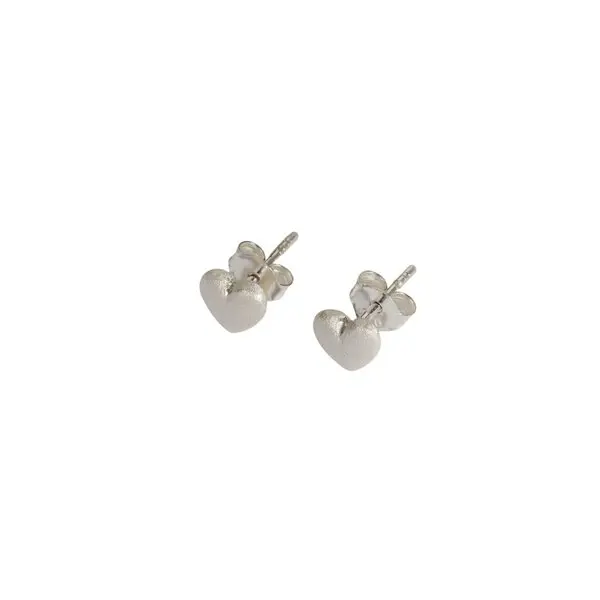 CLAIRE HILL DESIGNS Brushed Heart Stud Earrings - Silver
