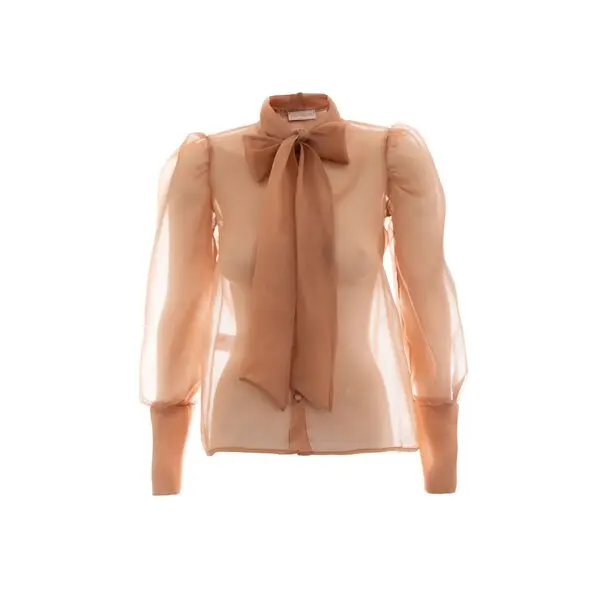 SOFIA TSERETELI Neutrals Organza Nude Blouse