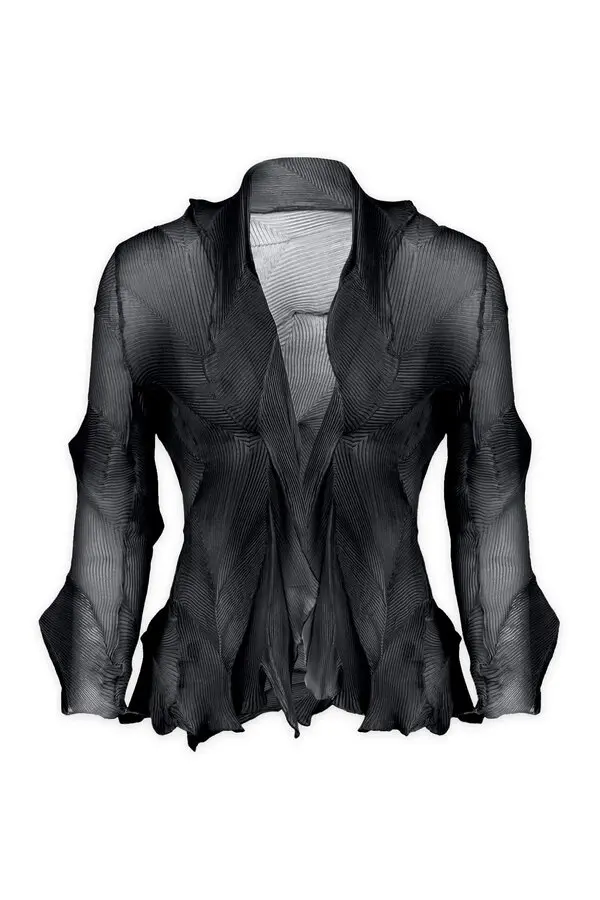 WILD COSMOS Karis Prismatic Pleated Bolero - Black