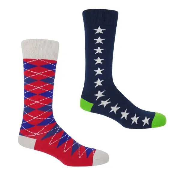 PEPER HAROW - MADE IN ENGLAND Starfall Royal Blue & Argyle Crimson Socks Bundle - Blue/red