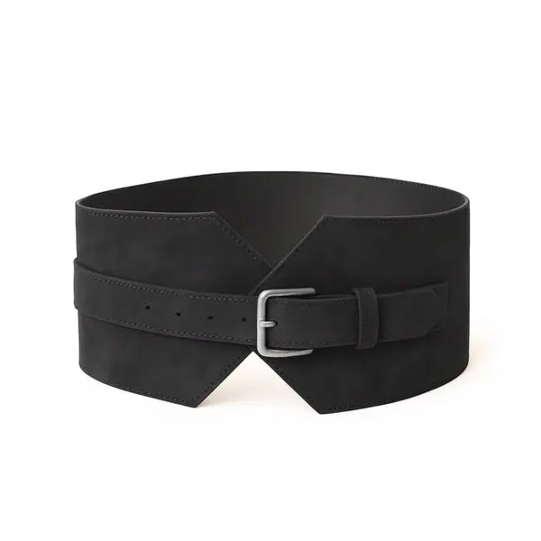 JUAN-JO Suede Wide Belt - Black
