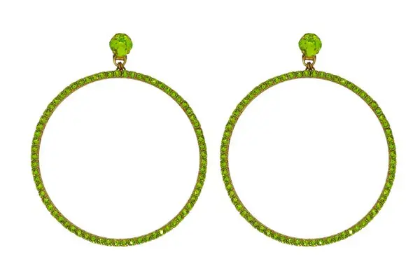 VICKISARGE The Jumbo Hoop Earrings In Gold Clip - Green