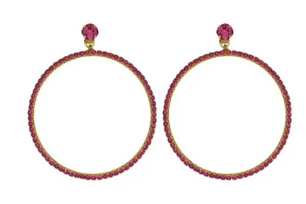 VICKISARGE The Jumbo Hoop Earrings In Gold Clip - Pink