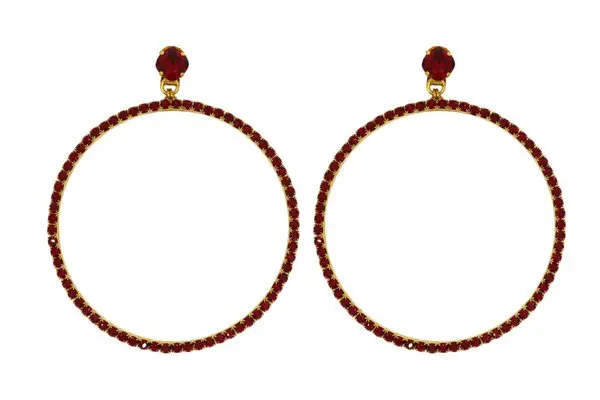 VICKISARGE The Jumbo Hoop Earrings In Gold Clip - Red