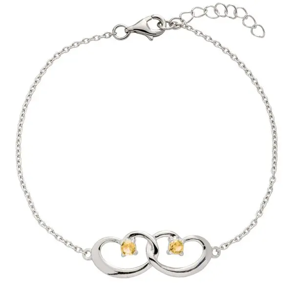 BELINDA JEWELZ Silver / Orange Citrine Interlocked Hearts Bracelet - Silver/orange