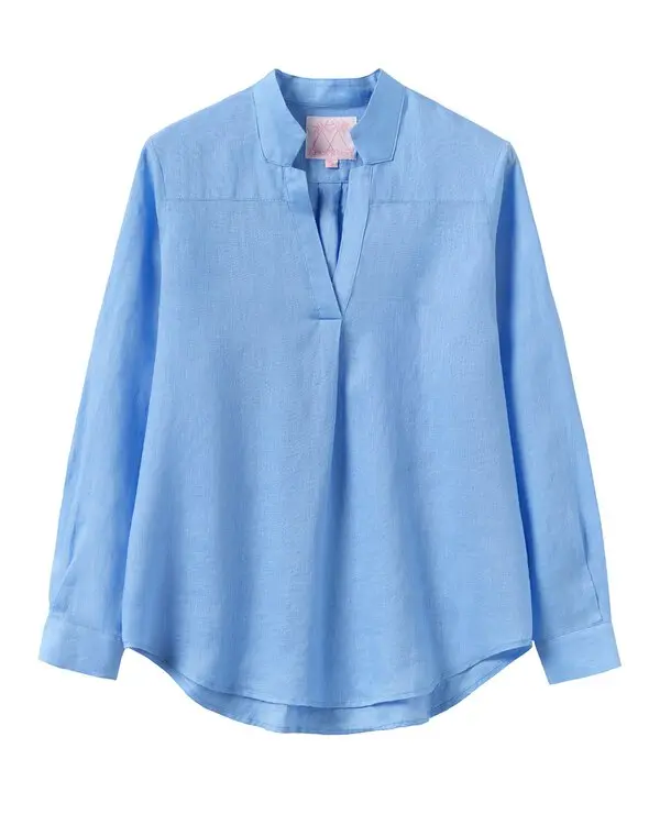 PINK HOUSE Linen Kim Shirt Plain French - Blue