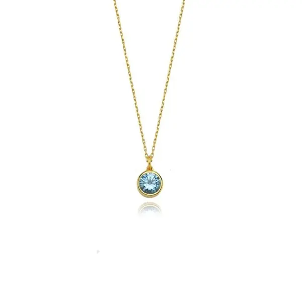 LINYA JEWELLERY Cosmic Chain Zodiac Necklace Sky Birthstone - Blue