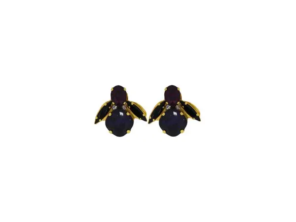 VICKISARGE The Spooky Bee Earrings In Gold Clip - Purple