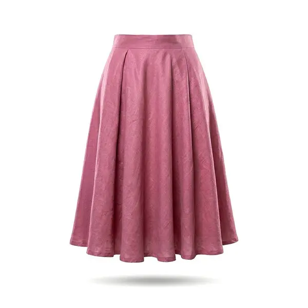 STOVARIA Blush Silk & Cotton Blend Knee Length A Line Skirt