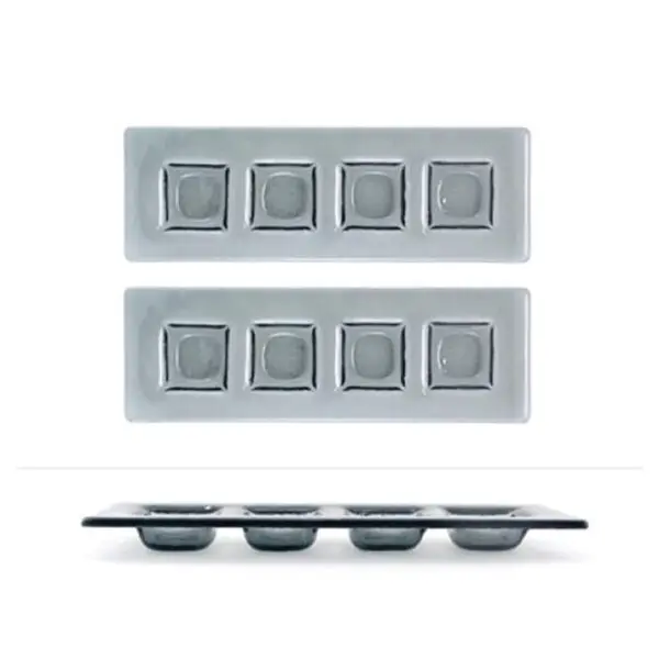 Turgla Home Glass Dinnerware Rectangular Charcoal Glass Sectional Plate Set Of Two - Grey