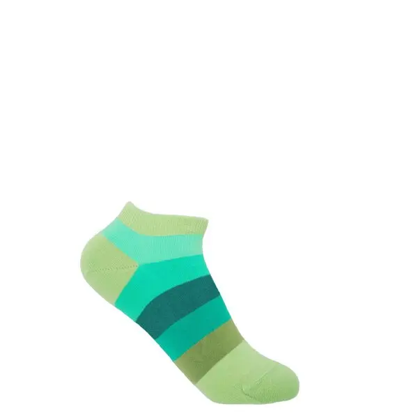 PEPER HAROW - MADE IN ENGLAND Block Stripe Trainer Socks – Earth - Green