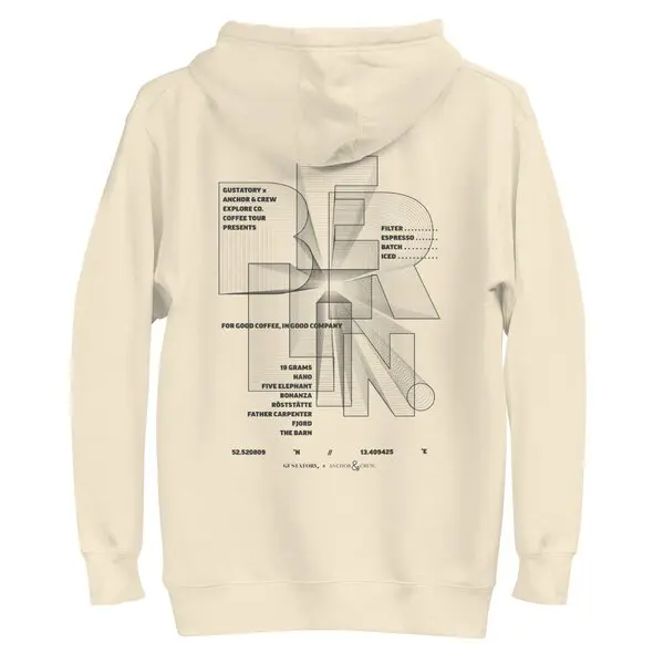 ANCHOR & CREW Neutrals Natural Gustatory Berlin Coffee Scene Cotton Blend Embroidered Hoodie - Brown